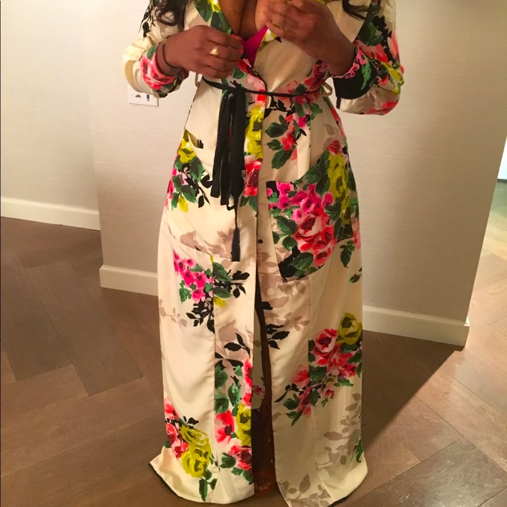 Long Floral Kimono Dress - Gem